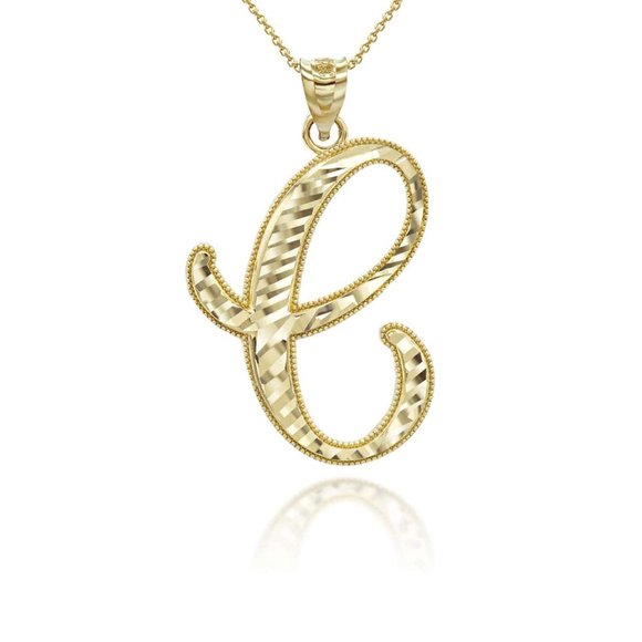 Element Shine | Jewelry | Solid K Gold Cz Cut Cursive Initial Letter C ...